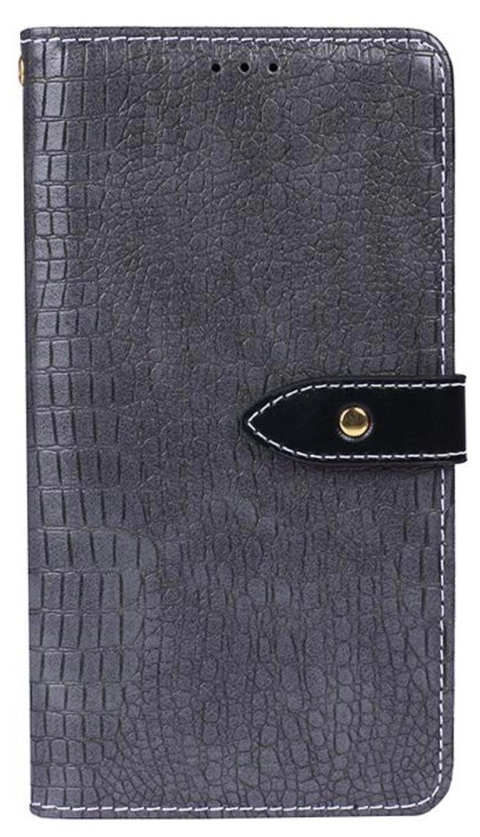 Чехол-книжка Чехол. ру для Lenovo A5000 с фактурной прошивкой рельефа кожи крокодила с застежкой и визитницей серый
