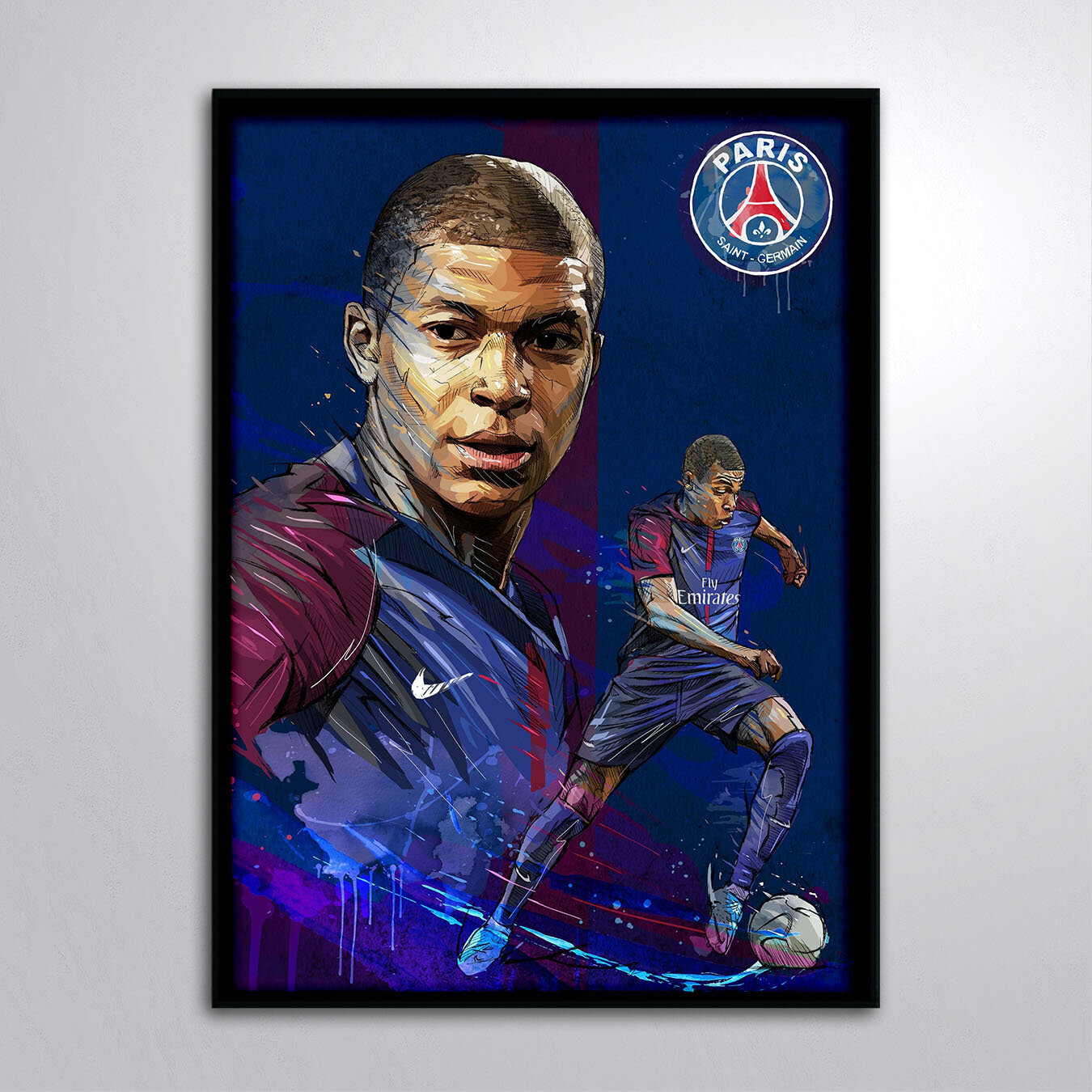 Постер без рамы/Картина на стену/Килиан Мбаппе Пари Сен-Жермен Kylian Mbappe
