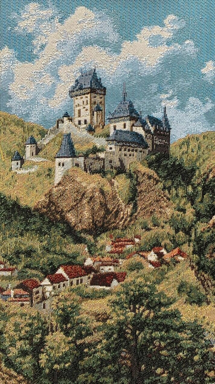 Гобелен, гобелен без рамы 28х17 см / "Прага. Замок Карлштейн"