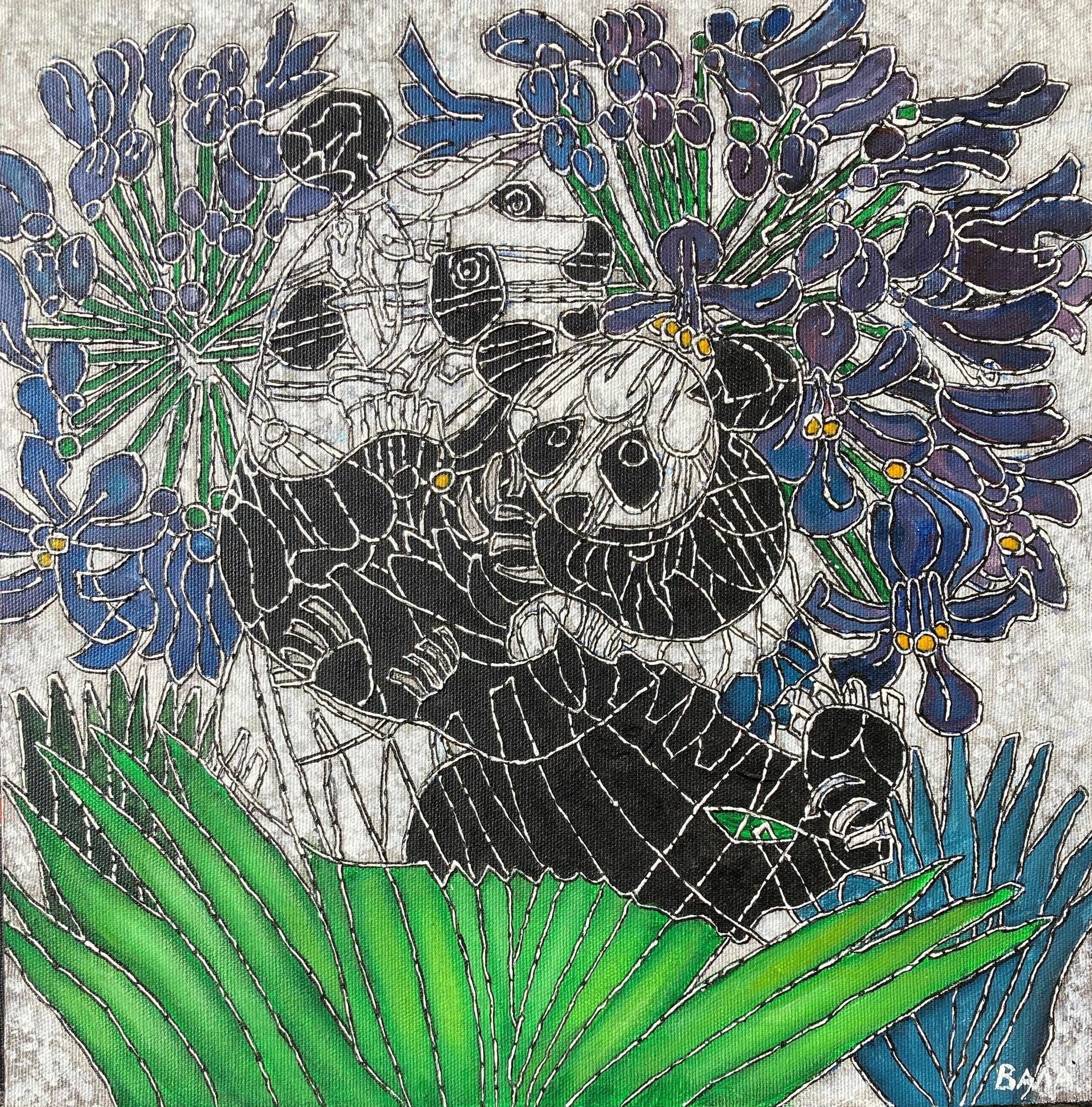 Арт-Салон на Октябрьской картина "Панды" холст, акрил, 50x50 см; интерьерная