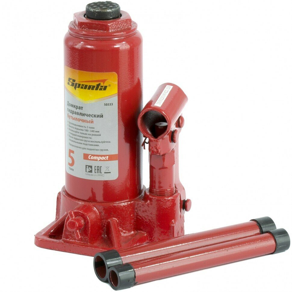 Домкрат гидравлический бутылочный, 5 т, h подъема 180-340 мм, Compact