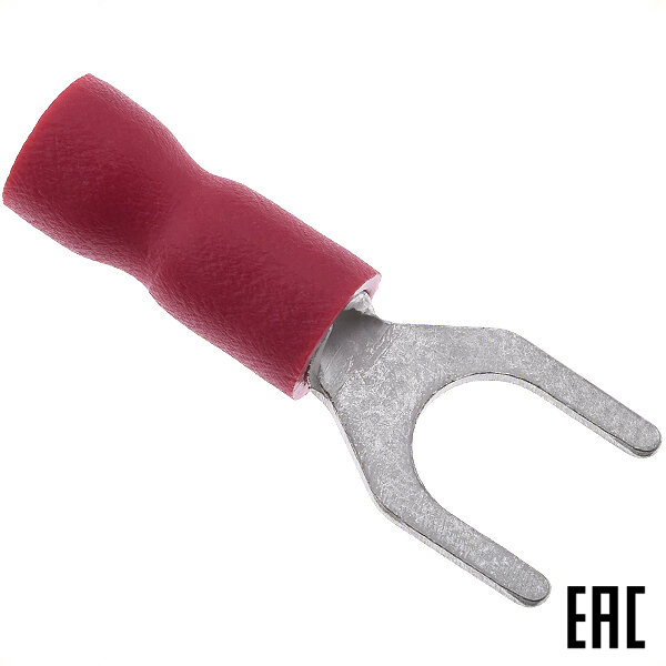 Наконечник 47485 НВИ 1,5-5 медный 1,5мм2 вилочный изолированный красный, ПВХ (КВТ) (500 шт. в наборе)