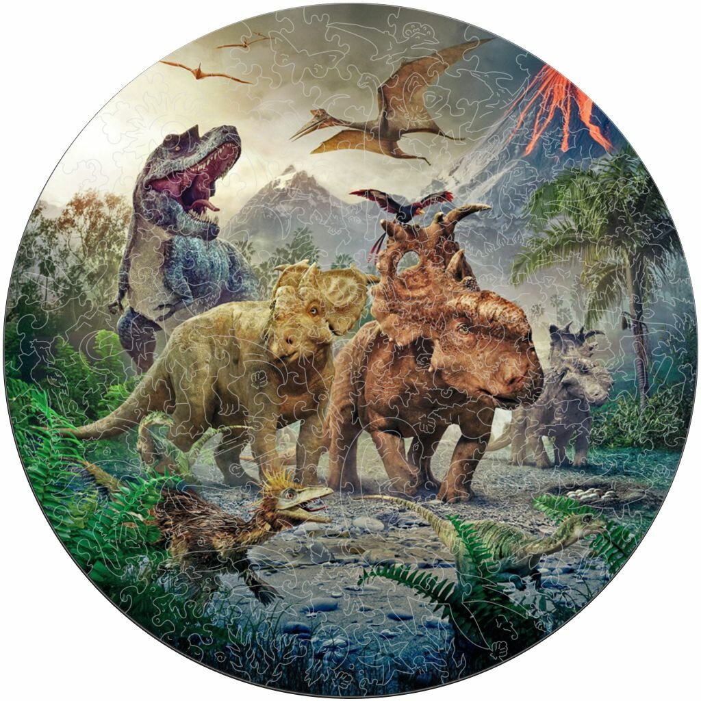 Деревянный пазл BoberBox "Прогулка с Динозаврами", 220 деталей