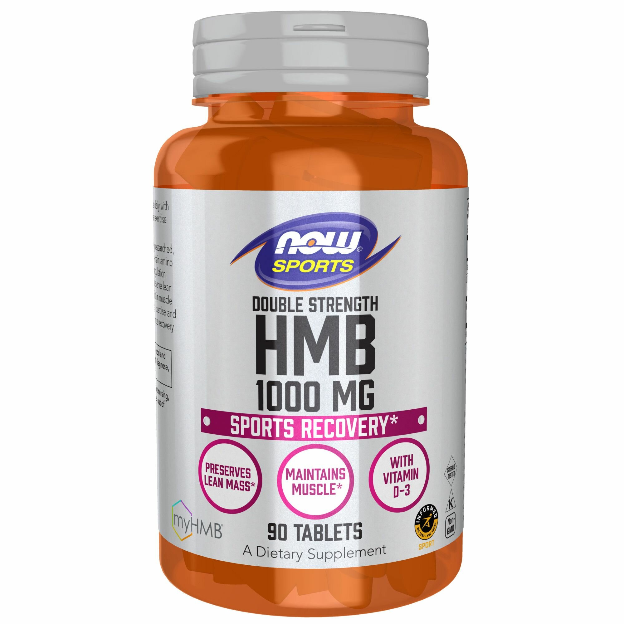 NOW HMB, Sports 1000 mg, ГМБ гидроксиметилбутират, 90 таблеток