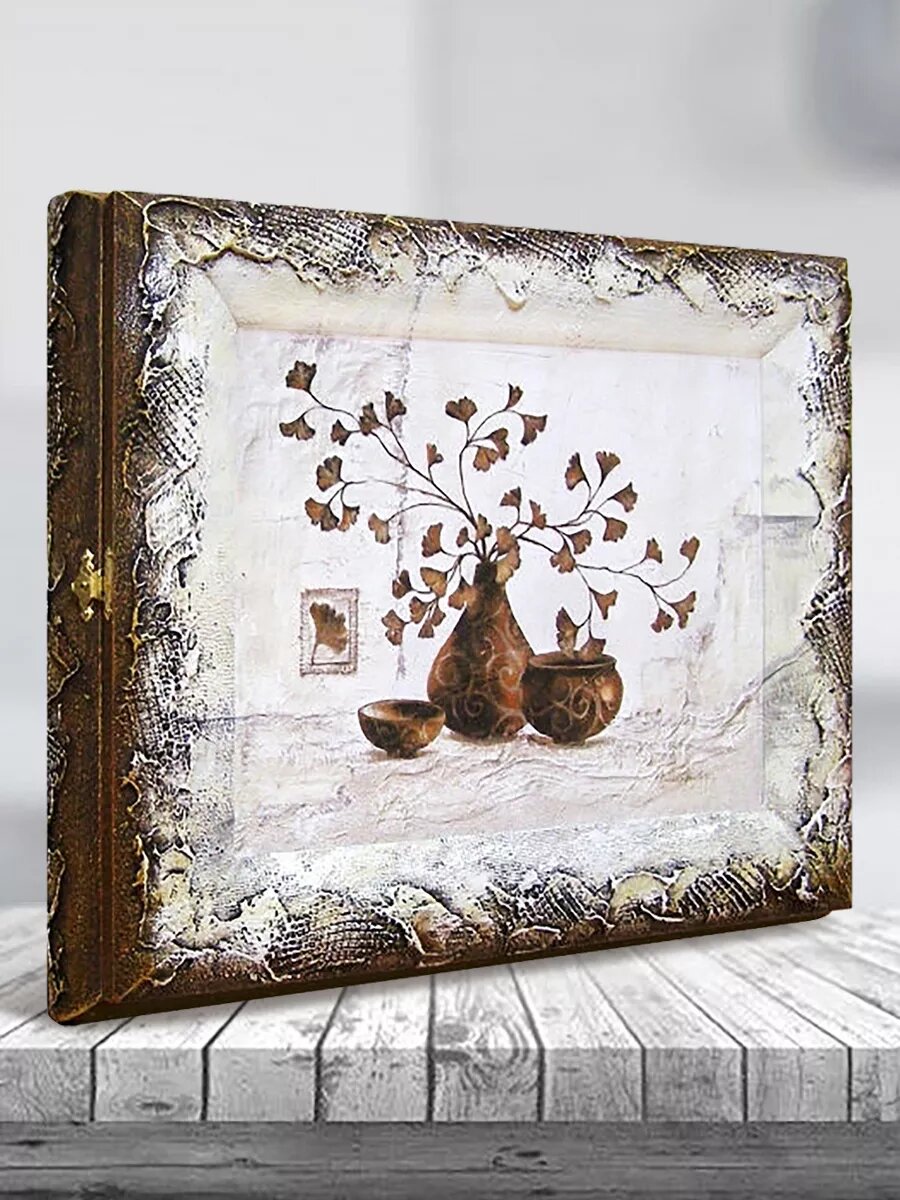 Ключница настенная в прихожую белая с полкой картина