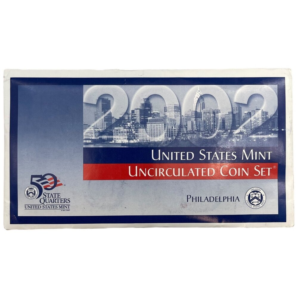 США, набор 1, 5, 10, 25, 50 центов, 1 доллар "US Uncirculated Coin Set" 2002 г. (P) (Конверт)