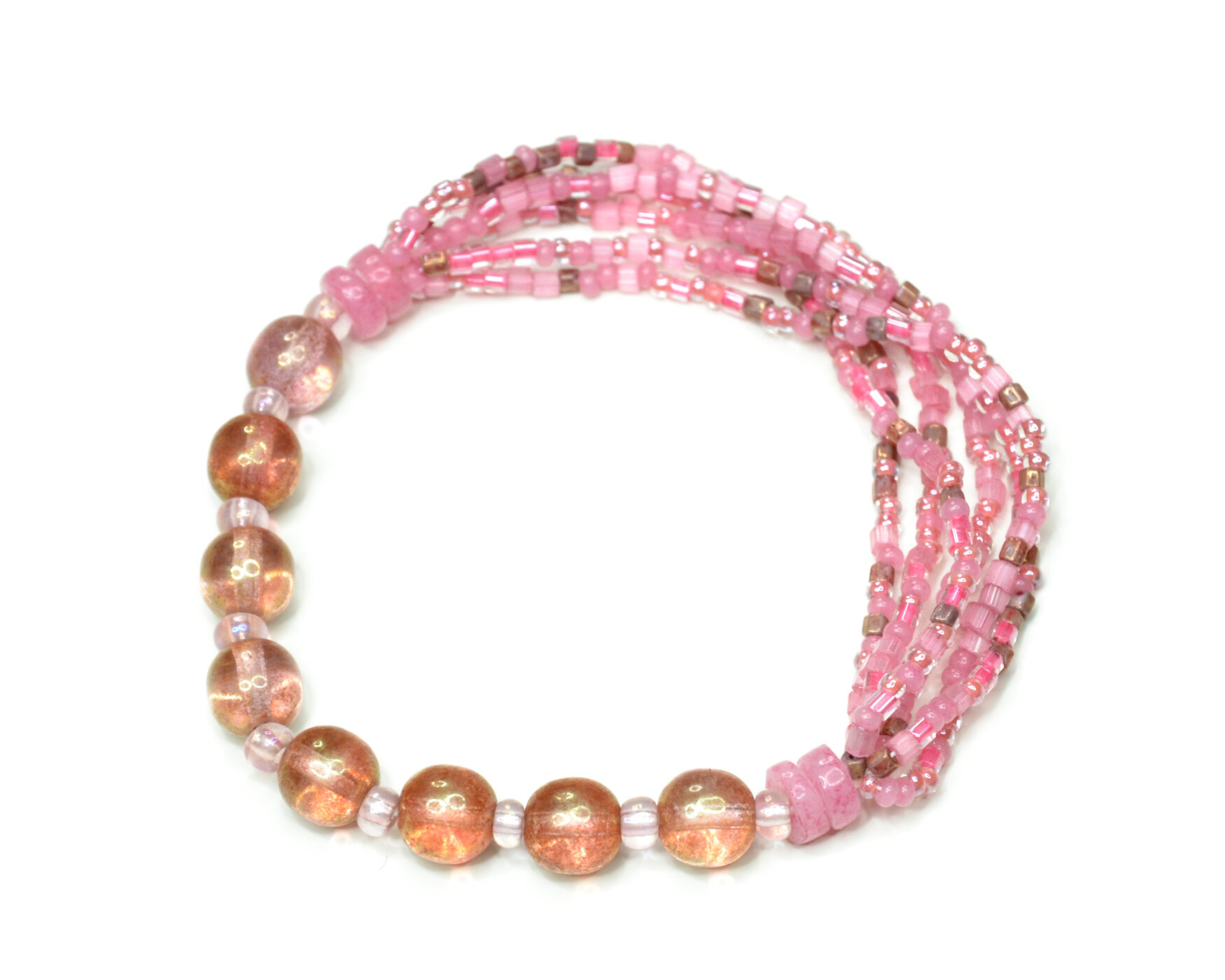 Браслет, стекло, хрусталь, богемское стекло, бисер