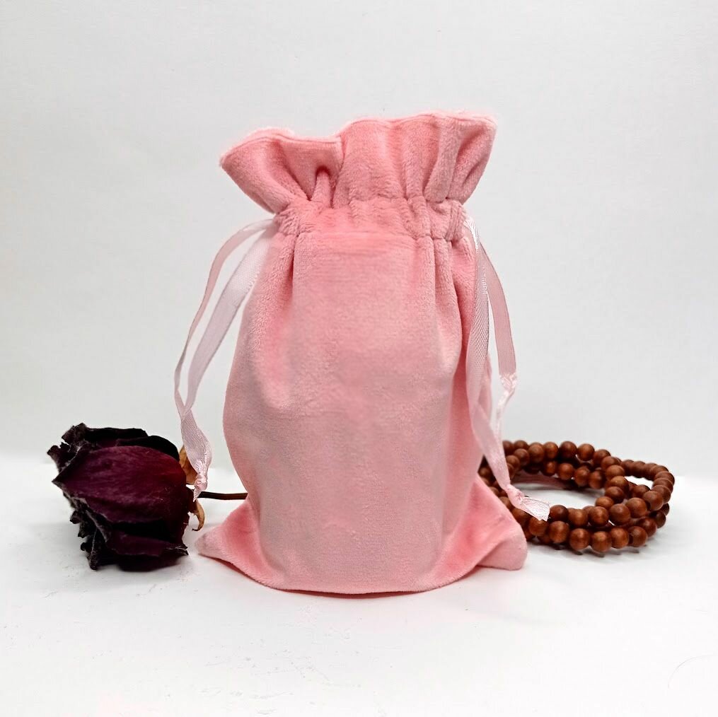 Бархатистый мешочек для таро, рун, аксессуаров (бархатистая ткань, розовый 13х17,5 см)