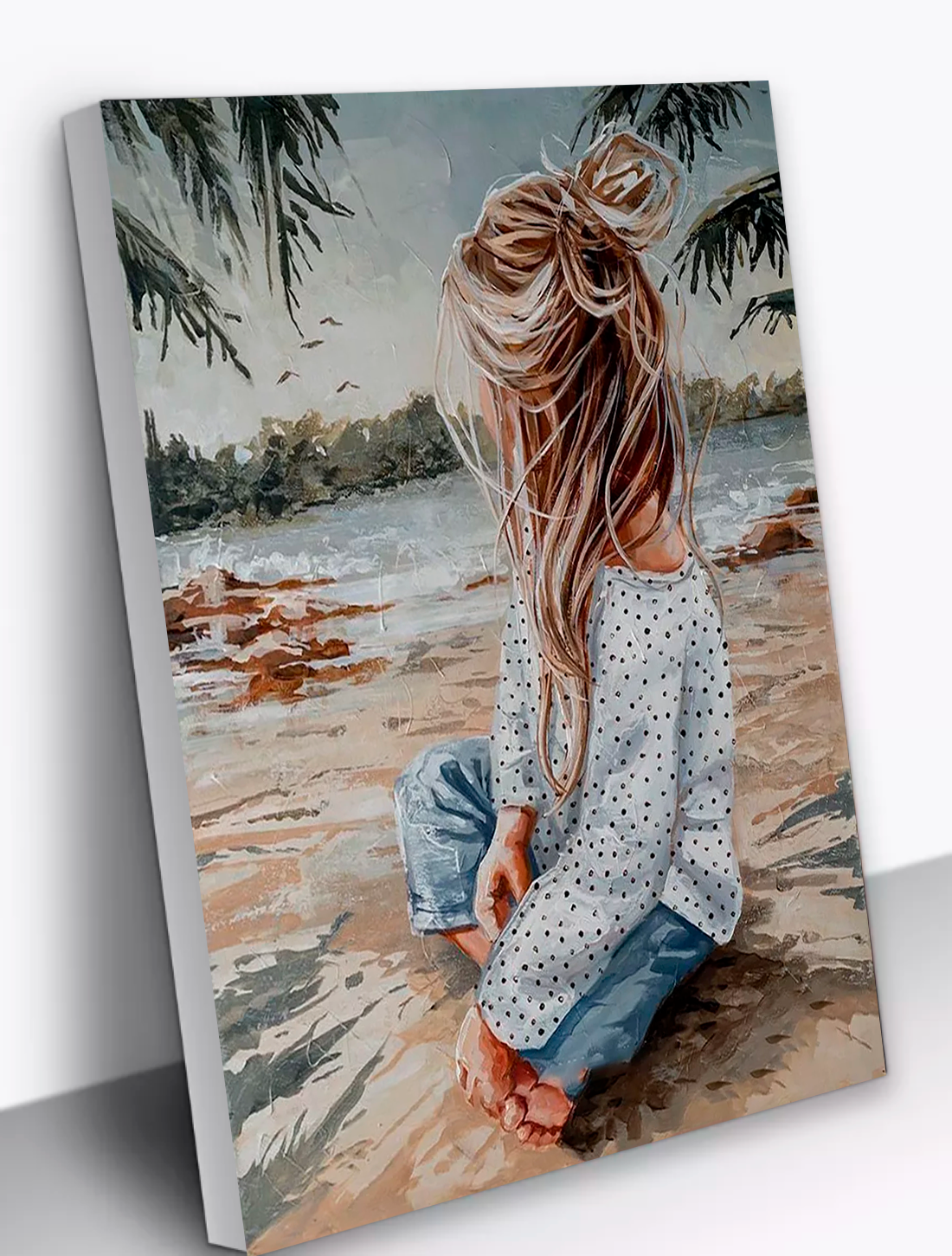 Картина по номерам "Малышка на берегу" 40х50 см, хлопковый холст на подрамнике, акрил, АртТойс
