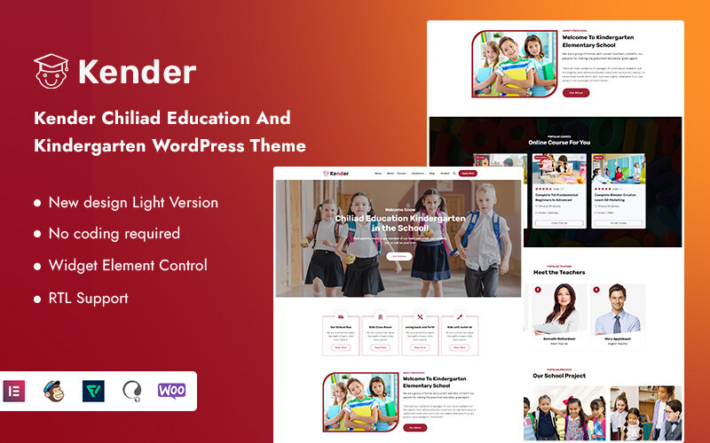 Подарочный сертификат на Шаблон для сайта Вордпресс с демоконтентом Kender - Chiliad Education And Kindergarten Theme WordPress