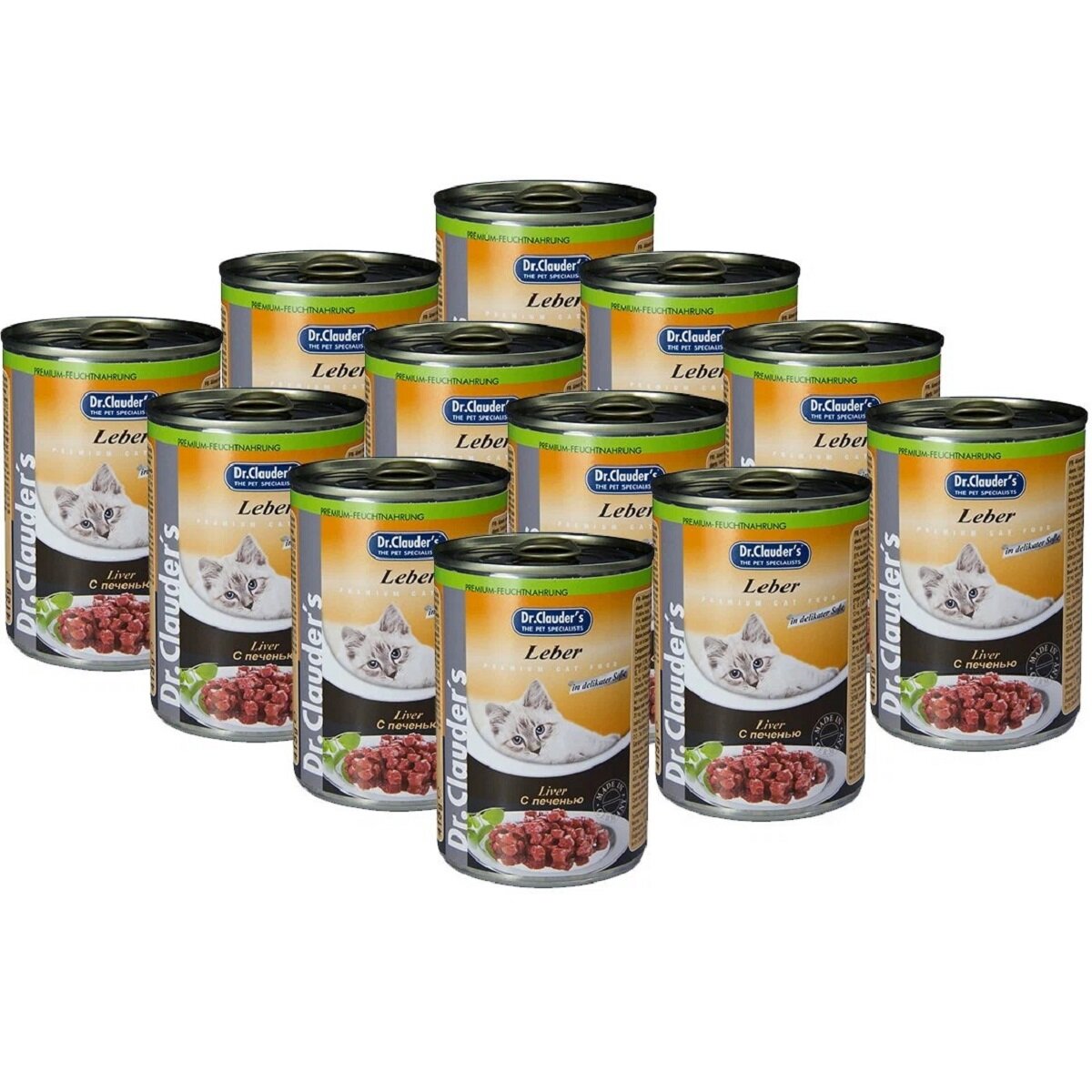 Dr. Clauder's Корм консервированный для взрослых кошек, С печенью, кусочки в соусе, 415г (12 штук)