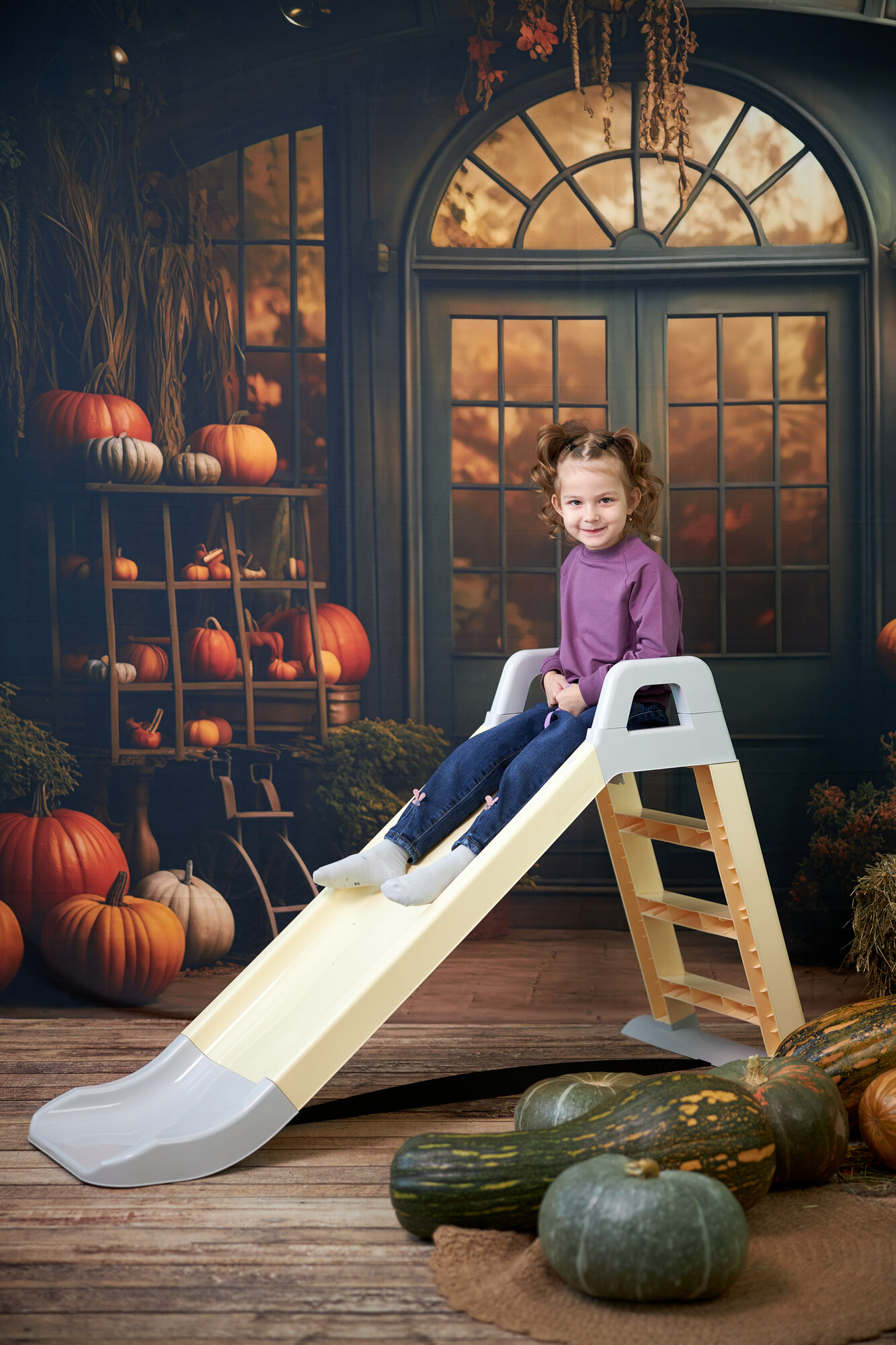 Горка детская OKIKID серая 78х135х60 см, от 1 года, до 30 кг