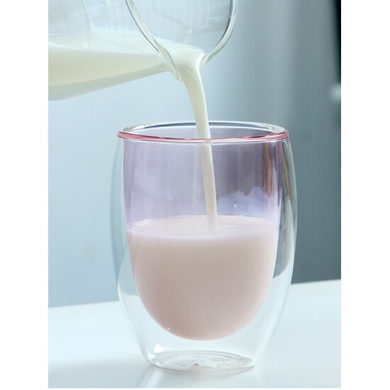 Стакан из цветного стекла с двойными стенками Kimberly 4957289 термостойкий (розовый), 350 мл.