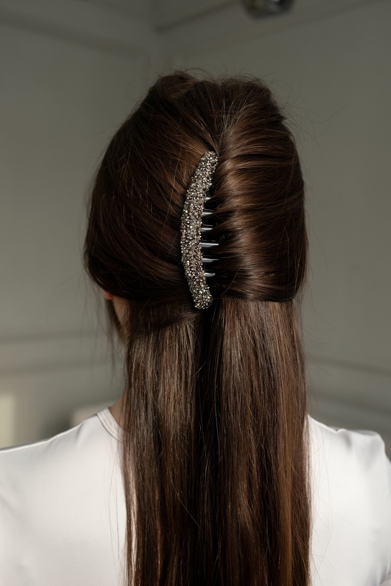 Гребень для волос 1 шт / Гребень для волос чёрный со стразами