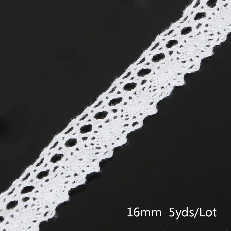 Кружево хлопковое белое 16mm, 5 ярдов