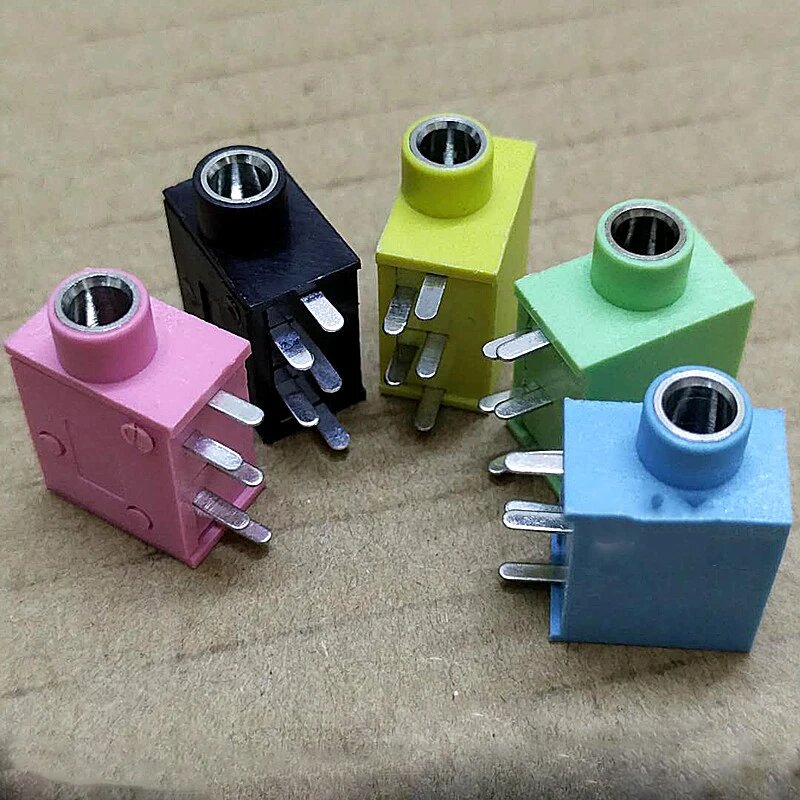 Разъем для наушников PJ-325 мм, 3,5 мм, 5 шт, многоцветный медный Железный разъем 3,5