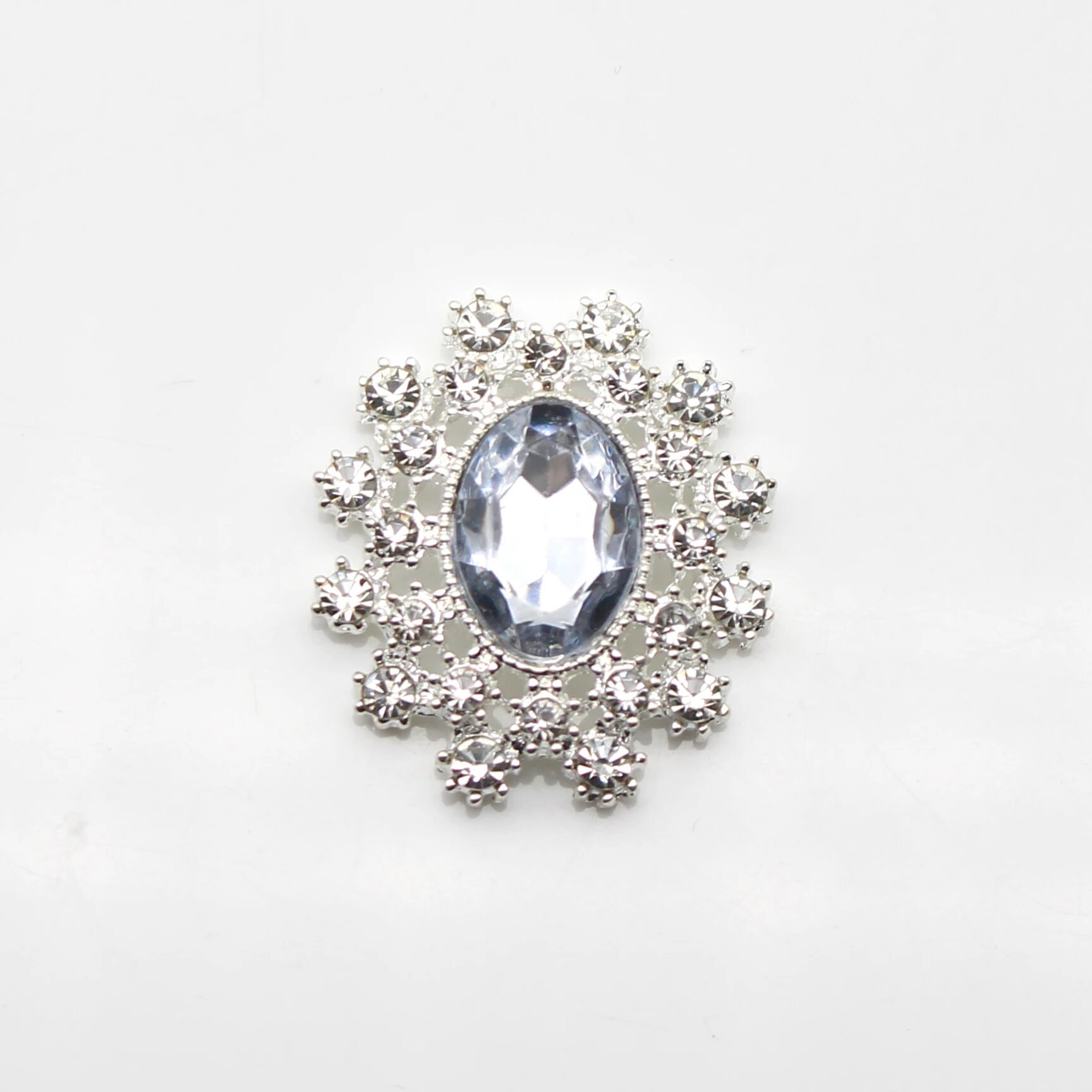 Кнопки TYNUOMI металлические со стразами 29*25 мм Серебряный, 38