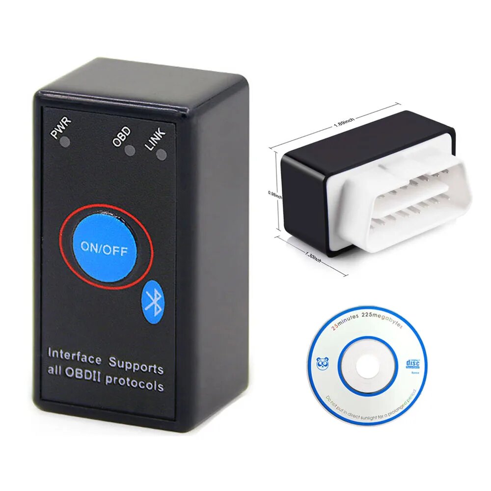Bluetooth ELM327 V1.5 OBD2 Автомобильный диагностический инструмент ELM327 Выключатель питания V1.5 Кнопка включения/выключения ELM 327 Автоматический сканер для протоколов OBDII
