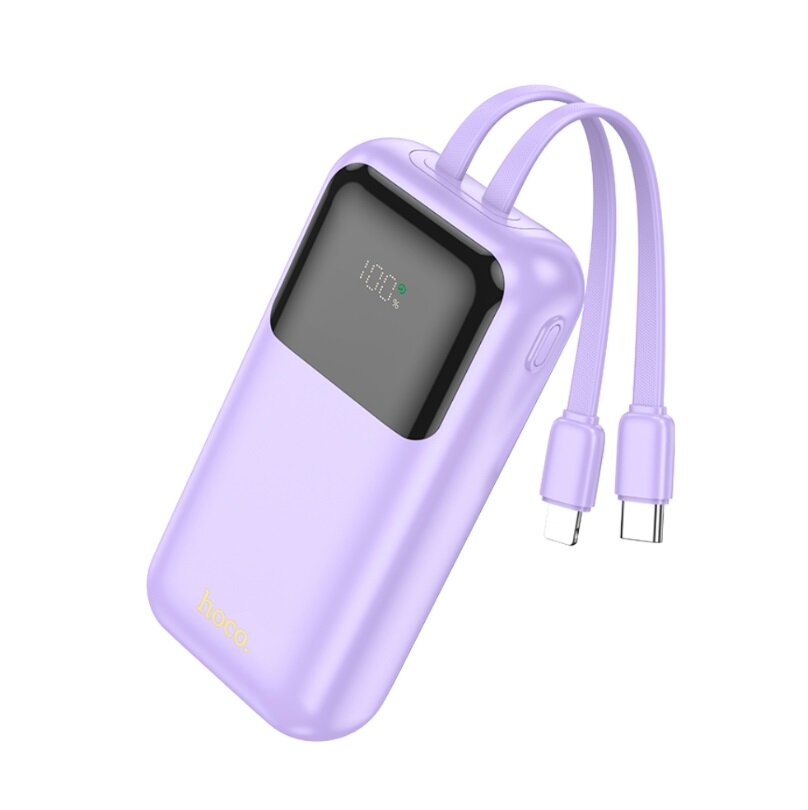 Внешний аккумулятор Hoco Q25 Graceful Fountain Palm Size, Dual Cable Lightning /Type-C, 10000mAh, PD20W, Purple