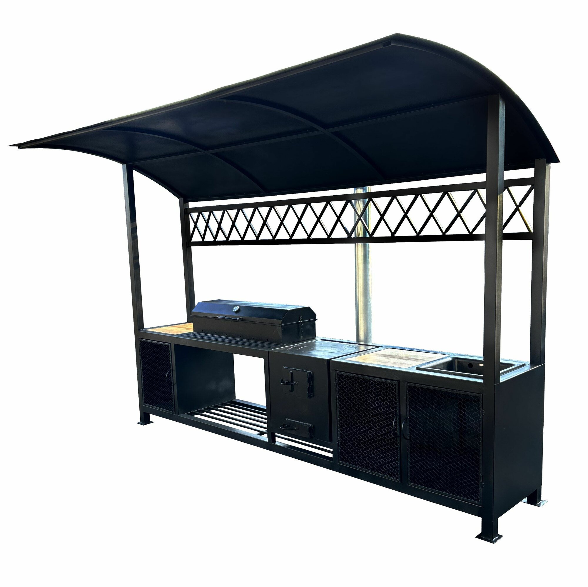 Мангал для дачи с крышей Лофт комплекс 220 х 320 х 150 см