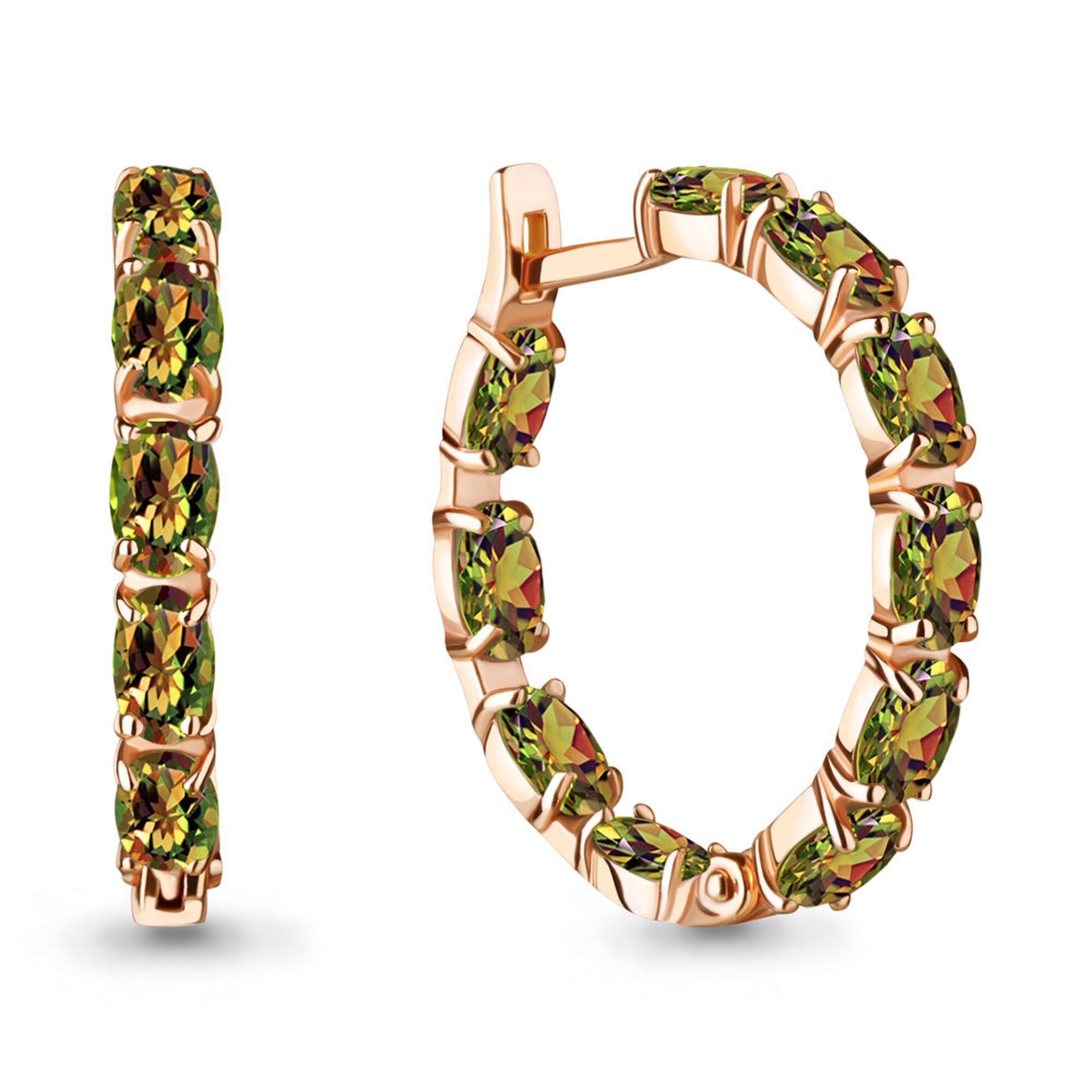 Серьги конго, серебро, 925 проба, золочение, султанит