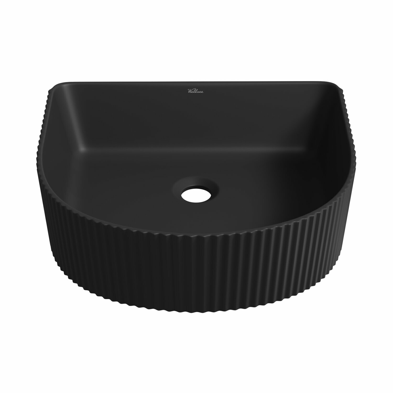 Подвесная или накладная раковина в ванную комнату Wellsee Festive Fox 317306000: полукруглая раковина, ширина умывальника 45 см, цвет матовый черный