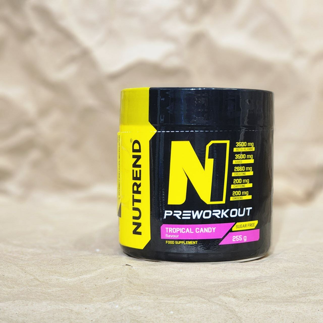 Предтренировочный комплекс с женьшенем для пампа и энергии NUTREND - N1 PreWorkout (255 г) - Вкус Тропическая ягода