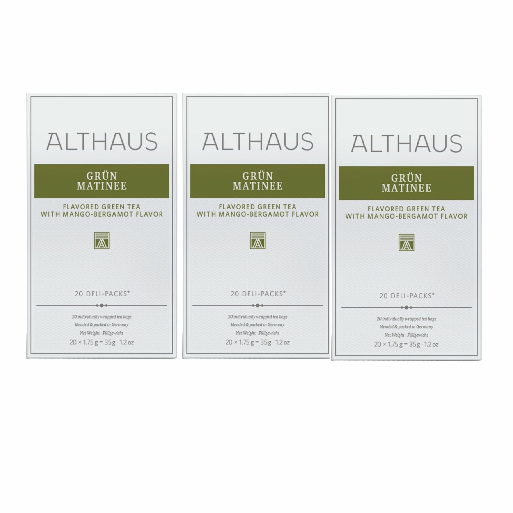 Althaus Чай Grun Matinee зеленый, 20 пакетиков х 1,75 г, 3 уп.