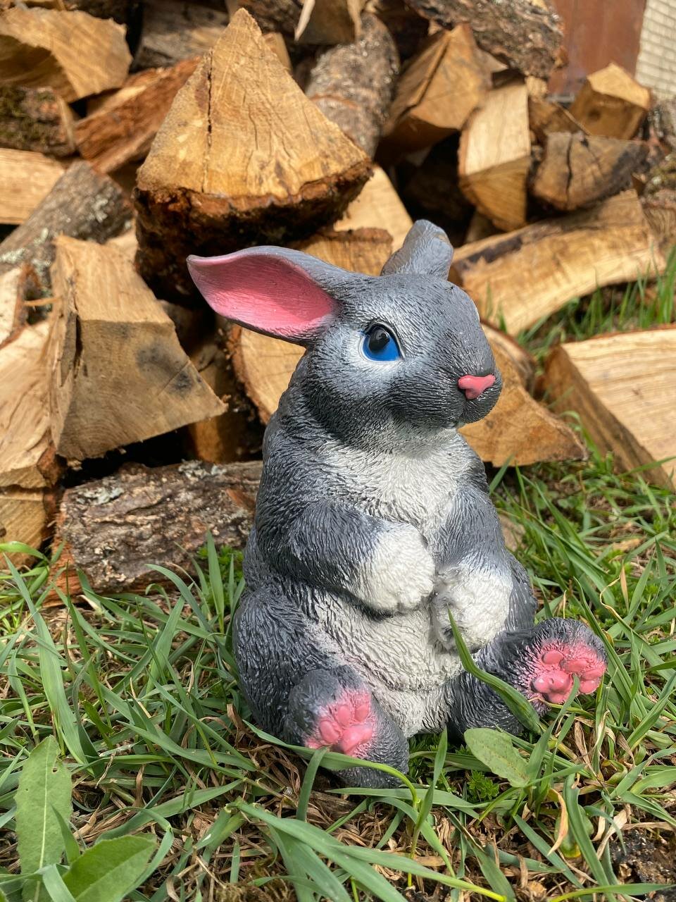 Фигура декоративная садовая Зайка высота 13 см, декор для сада, дачи и огорода на газон