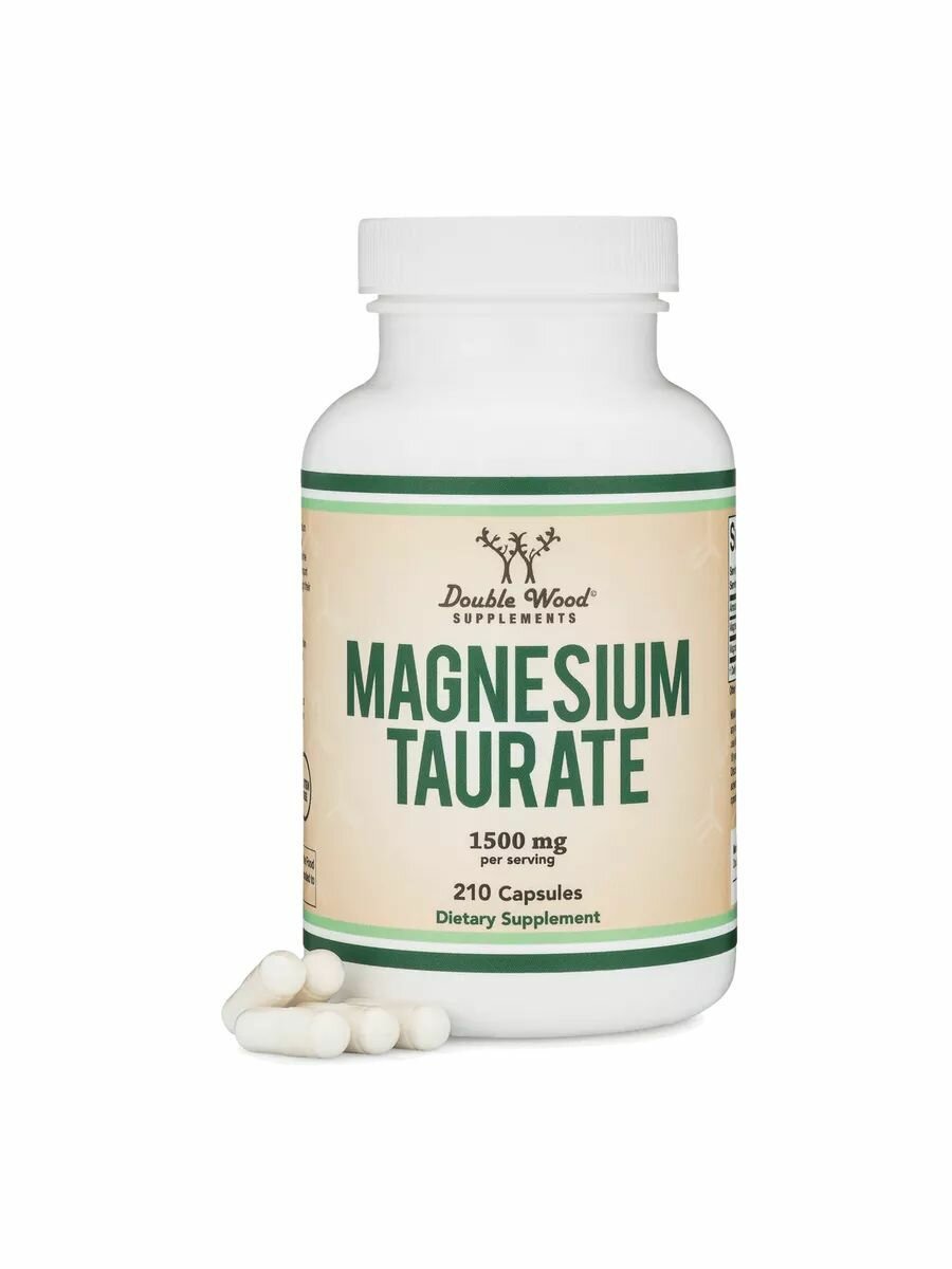 Double Wood Supplements Magnesium Taurate, Магний таурат, 1500 мг, 210 капсул