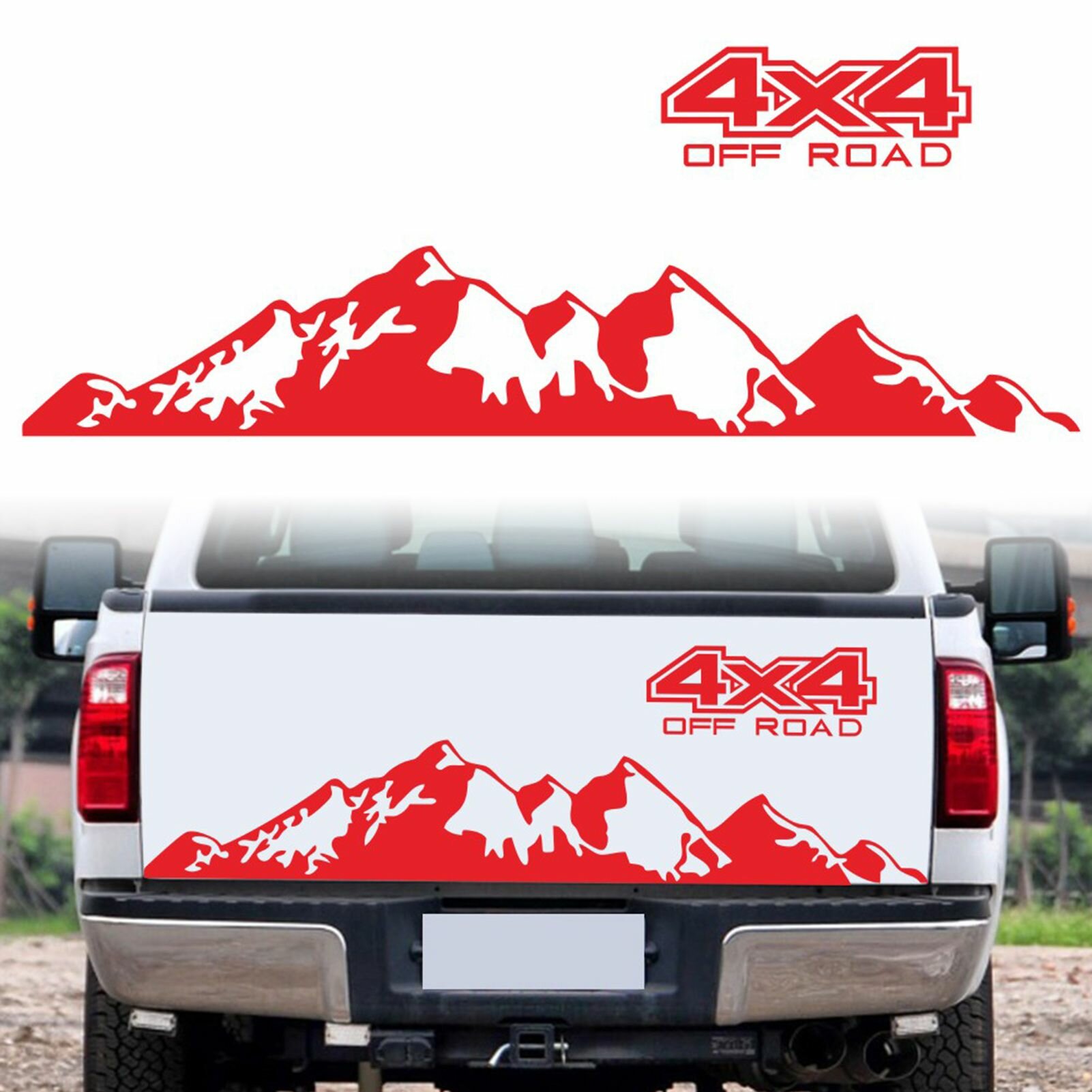 Наклейки авто 4x4 Offroad (44х17 см) + горная графика (150х27 см) для внедорожников и грузовиков