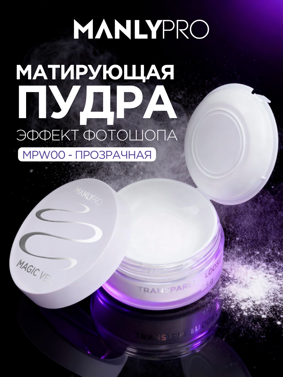 Рассыпчатая матирующая минеральная пудра тонкого помола (прозрачная) Manly PRO MPW00