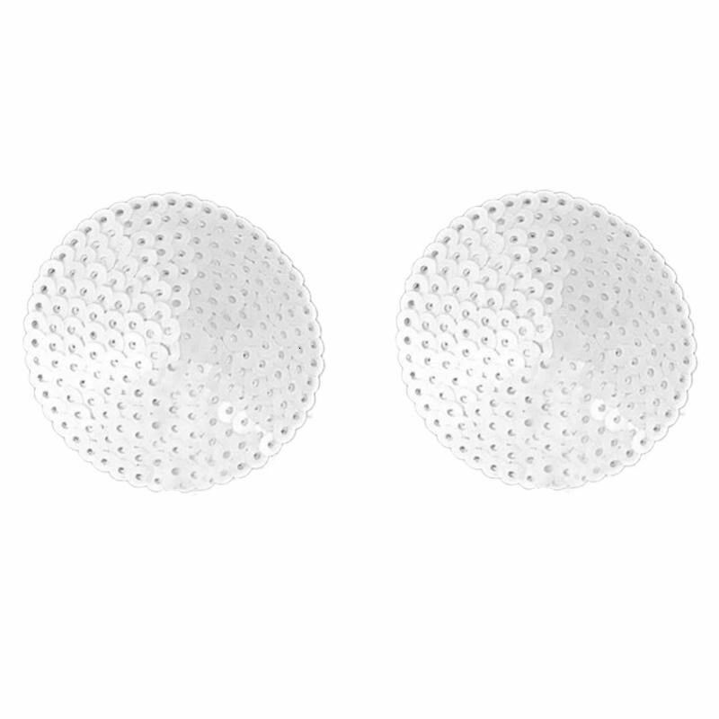 Стразовые накладки на соски с кисточками, круглый серебряный блесток