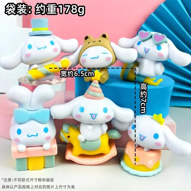 Новая серия фигурок Sanrio Cake Party Cinnamoroll, украшения на день рождения, 4-7 см, милые аниме-игрушки, Size, random 1 pcs