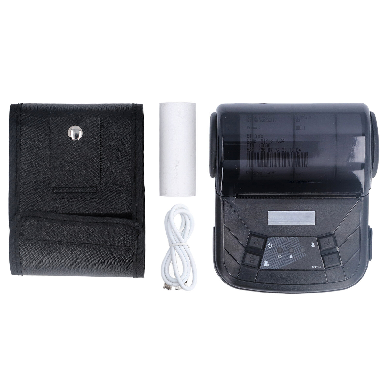 Термопринтер чеков 80 мм, высокоскоростной, малошумный, с Bluetooth, для супермаркетов, торговых центров и ресторанов, черный, в комплекте с чехлом.