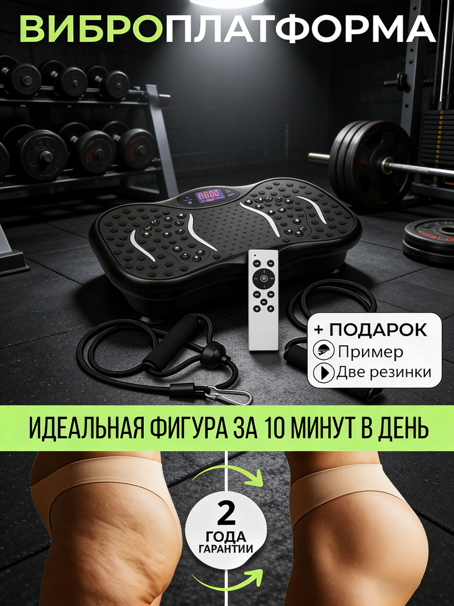 Виброплатформа для похудения с резиновыми ремнями и пультом дистанционного управления