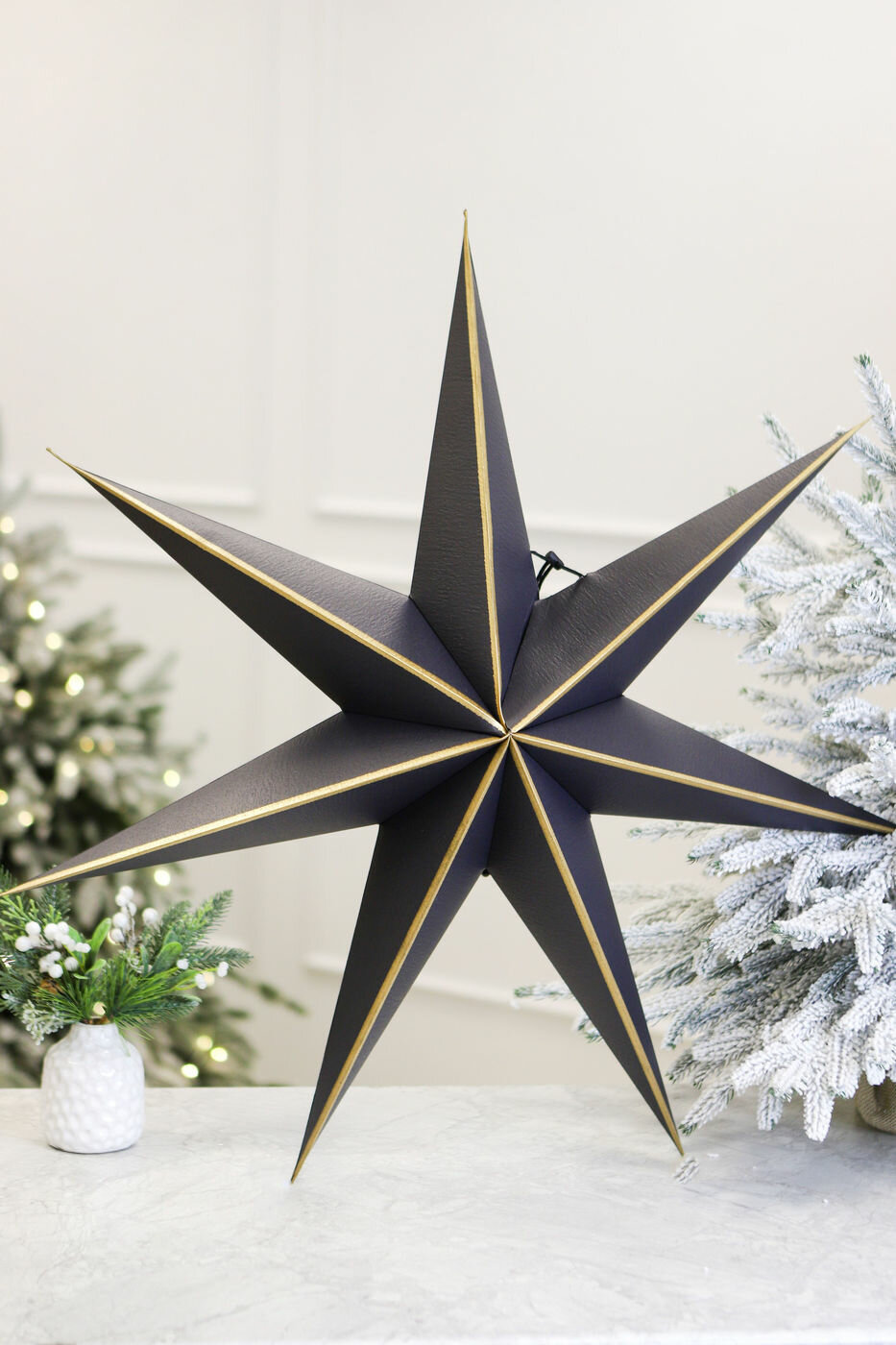 Подвесная бумажная звезда лучи уюта, чёрная, 75 см, Edelman 1177715