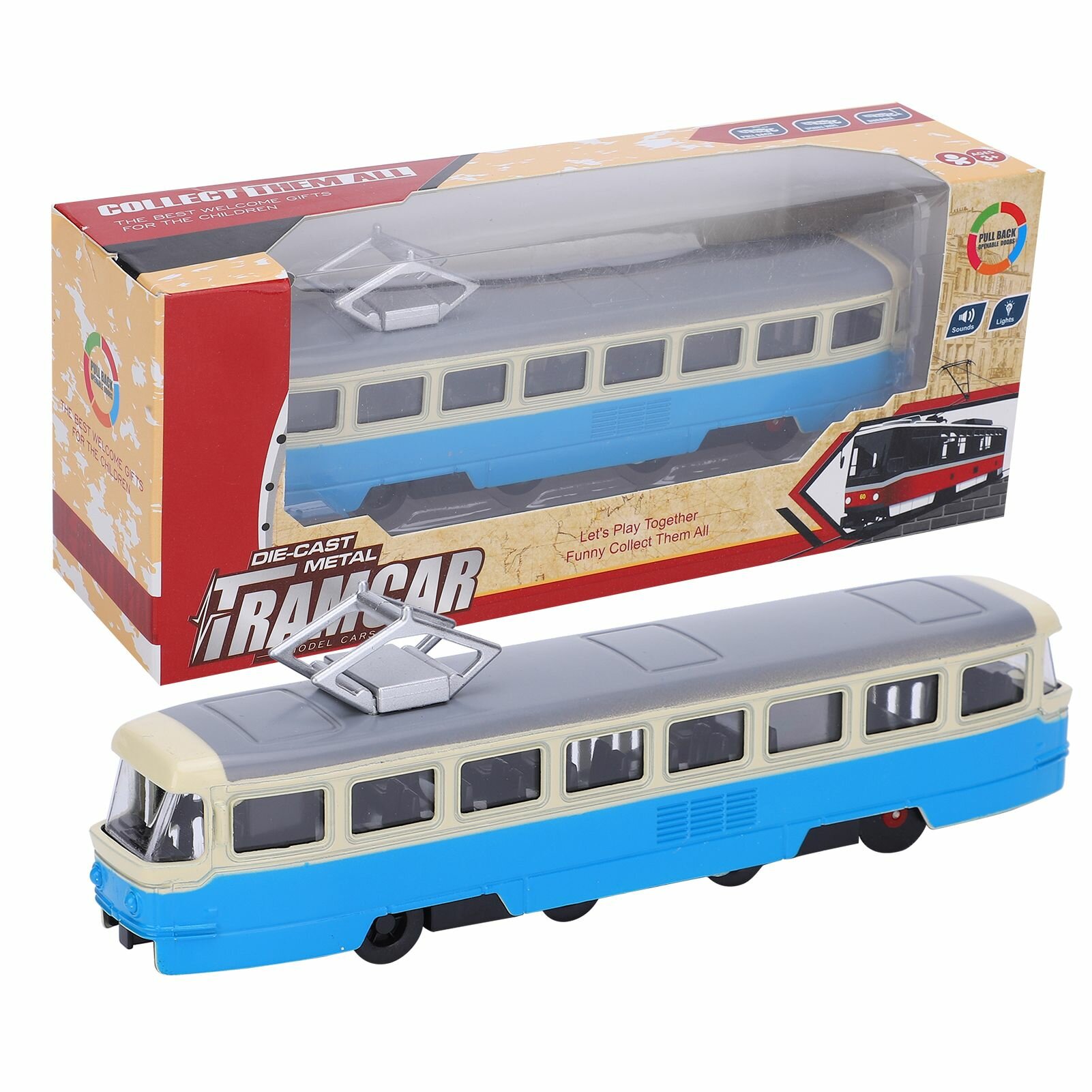 Модель автомобиля 1:90, сплав, со звуком, синяя