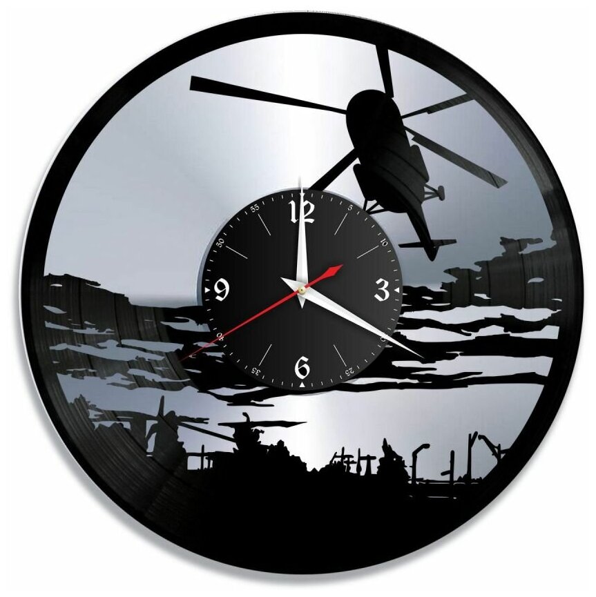 Часы из винила Redlaser "Вертолет, вертолет в небе" VW-12106-2