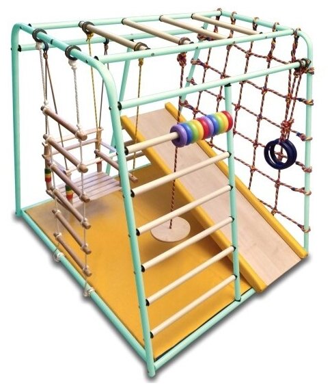 Детский спортивный комплекс Perfetto Sport Вертикаль Весёлый Малыш MAXI изумрудный, горка мягкий бортик