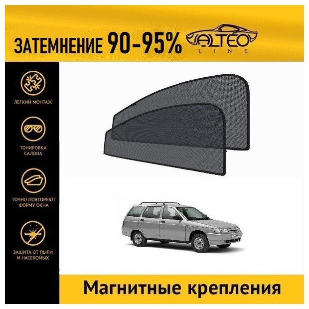 Каркасные автошторки ALTEO PREMIUM на Hyundai Sonata 5 (NF) (2004-2007) на передние двери на магнитах с затемнением 90-95%