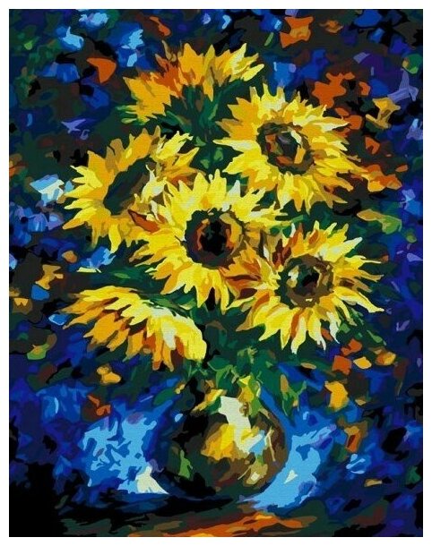 Раскраска по номерам Белоснежка #3078-CS Ночные подсолнухи, 30 х 40 см