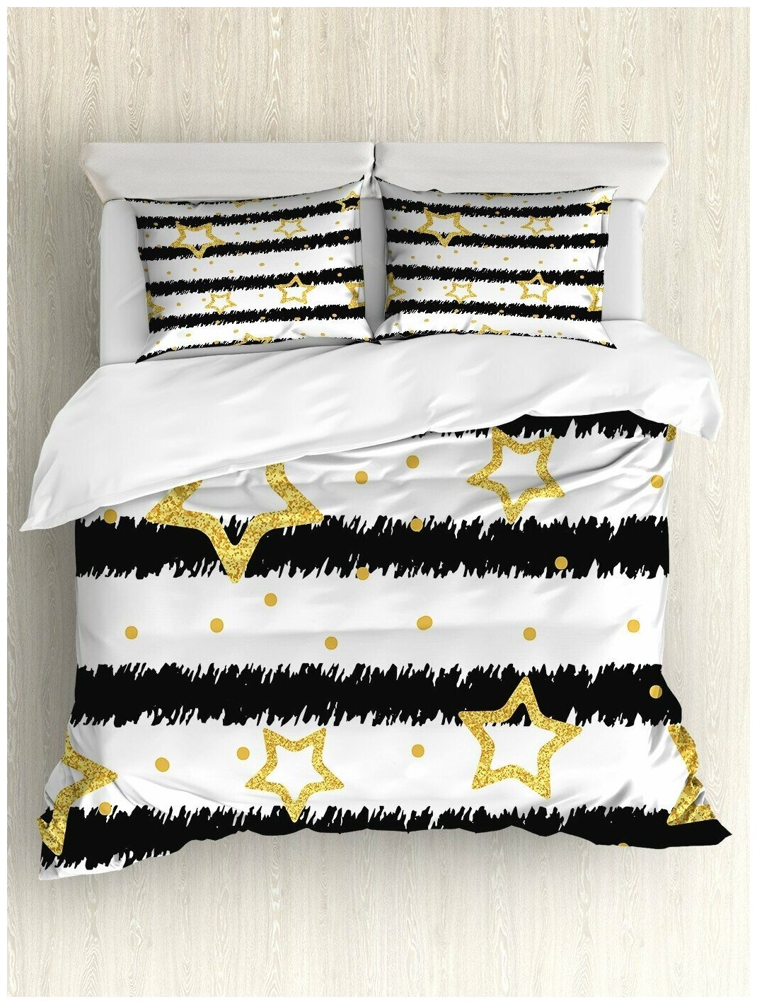 Постельное белье 1,5-спальный комплект "Полосы со звездами" пододеяльник 160x220 см, наволочки 50х70 см , Ambesonne