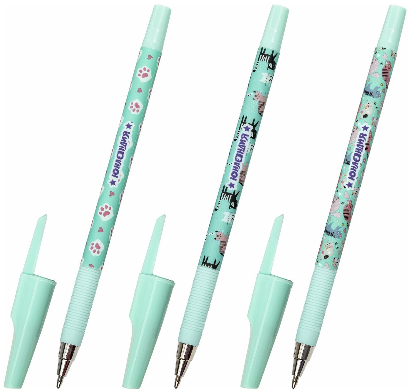 Ручка шариковая юнландия "GLAMOUR CAT", синяя, SOFT TOUCH покрытие, узел 0,7 мм, линия письма 0,35 мм, 143734 (цена только за 1 шт.)