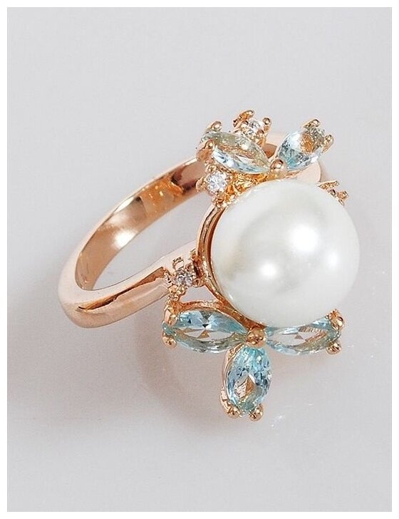 Кольцо, жемчуг Swarovski синтетический