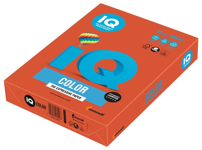 Бумага IQ "Color intensive" А4, 80г/м2, 500л. (красный кирпич), 1 шт