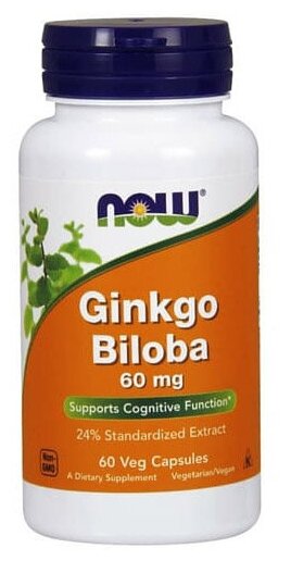NOW Ginkgo Biloba 60 mg, 60 капс.