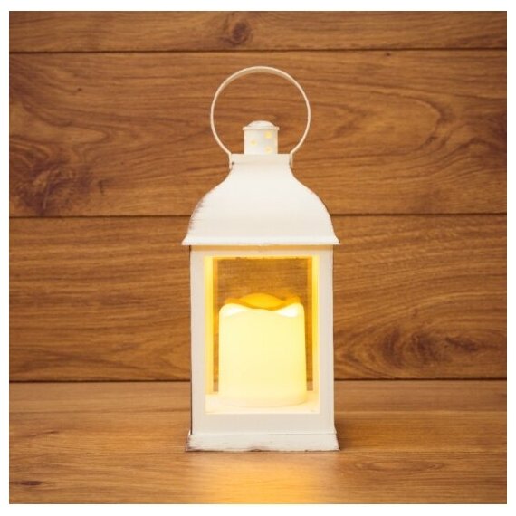 Светодиодный декоративный фонарь Neon-night 22 см со свечой тепло-белого цвета свечения, 513-054