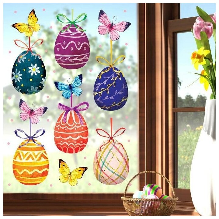 Наклейки витражные Бабочки , 33 х 50.5 см