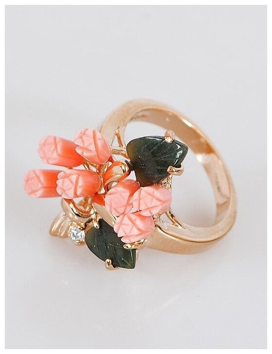 Кольцо, нефрит, коралл